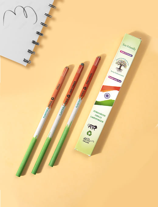 Plantable Seed Tri Color Pencil Box Pack Of 3 (Fenugreek Chilli ...