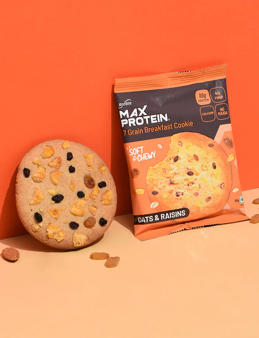 Max Protein Oats & Raisins Cookie | Size: 55 gms By Rite Bite