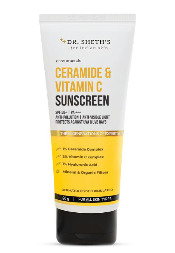 Ceramide & Vitamin C Sunscreen Spf 50+ Pa+++ | Size: 80 gm By Dr. Sheth's