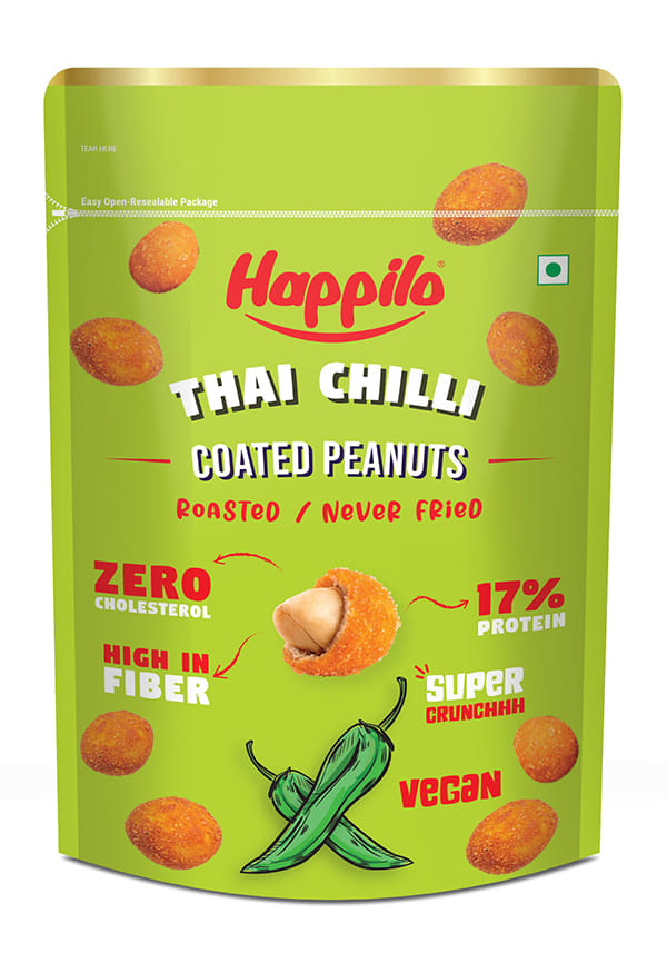 Premium Super Snack Thai Chilli peanut | Size: 150 gm By Happilo
