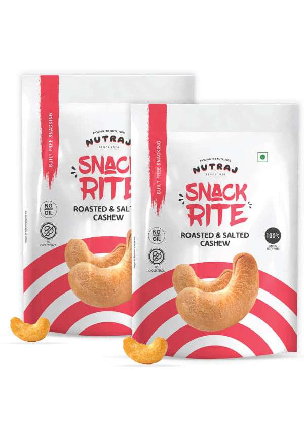 Snackrite Roasted & Salted Cashew | Size: 150 gm*2 By Nutraj
