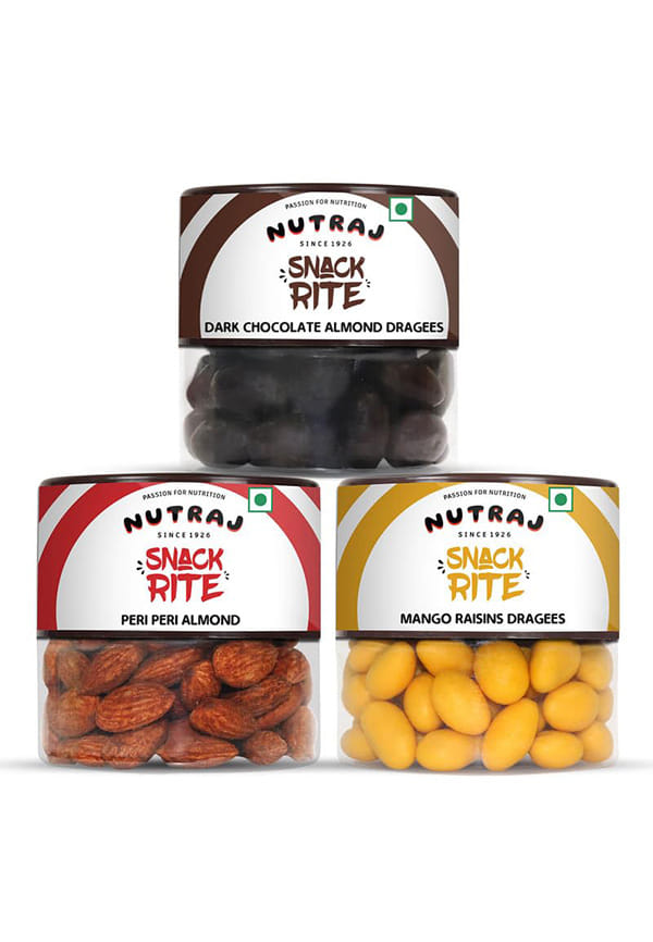 Snackrite Dark Chocolate Almond Dragees, Snackrite Mango Raisin Dragees ...