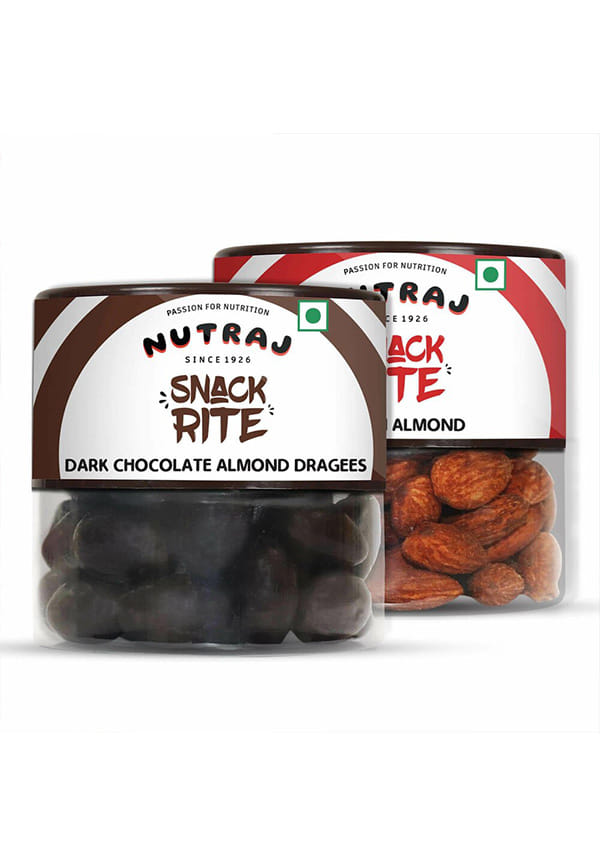 Snackrite Dark Chocolate Almond Dragees, Snackrite Peri-Peri Almond