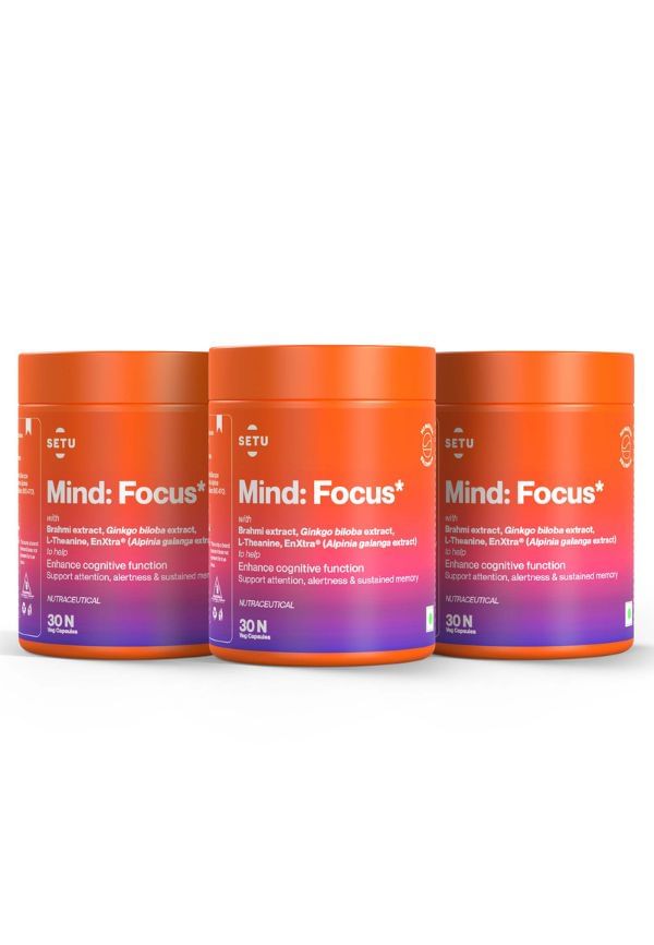Mind Focus Capsules L-Theanine, Brahmi & Ginkgo Biloba, Brain Booster