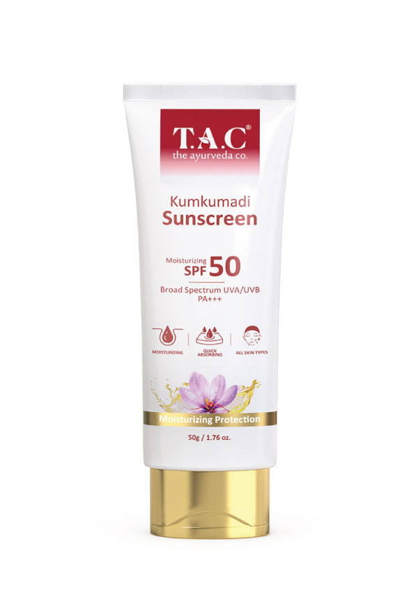 TAC - The Ayurveda Co. Kumkumadi Sunscreen Ultra Light SPF 50 with UVA ...