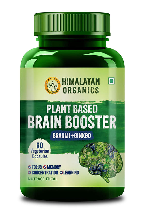 Plant Based Brain Booster Supplement with Ginkgo Biloba & Brahmi | Size ...