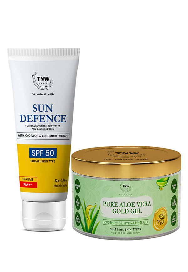 Combo of Aloe Vera Gold Gel & Sun Defence Sunscreen Cream | Beauty Gel ...